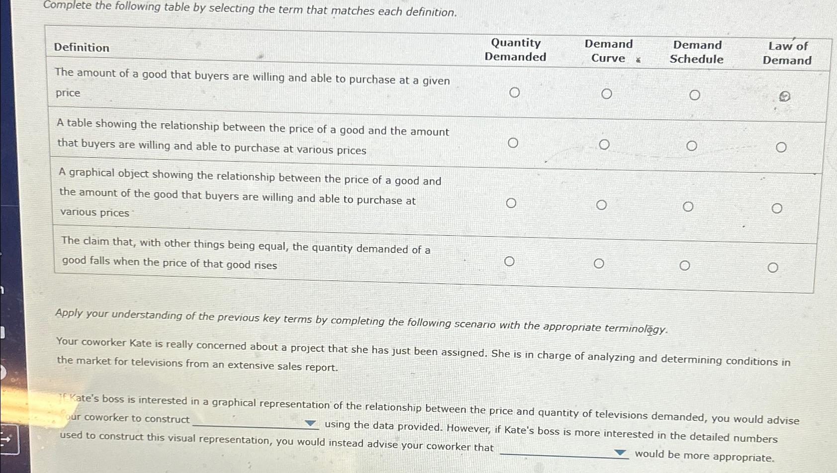 Solved Complete the following table by selecting the term | Chegg.com