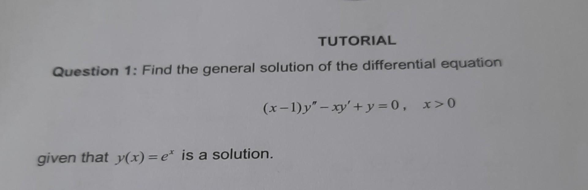 Solved Question 1: Find the general solution of the | Chegg.com Solved Question 1: Find the general solution of the | Chegg.com