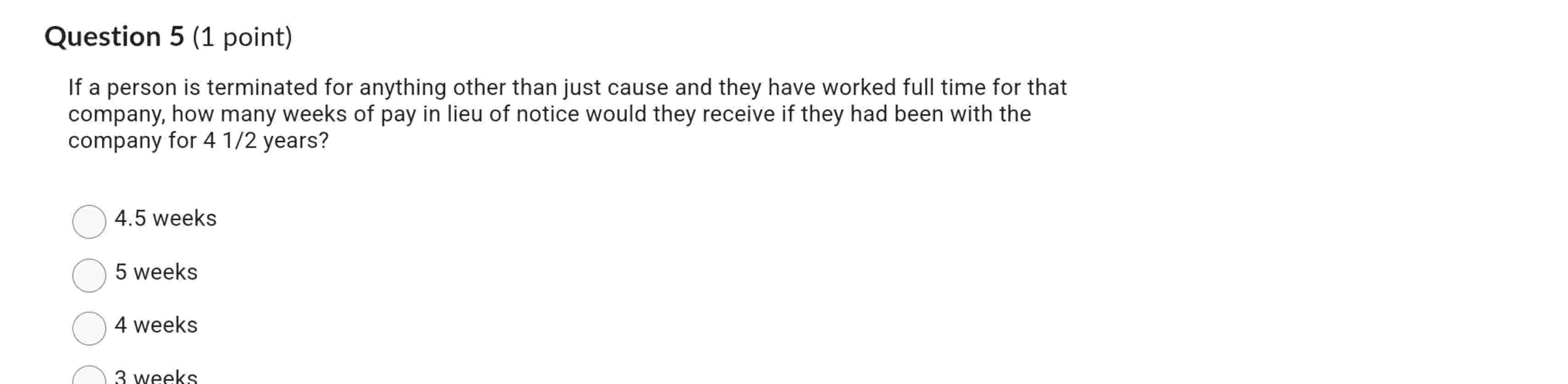 Solved Question 5 (1 ﻿point)If a person is terminated for | Chegg.com