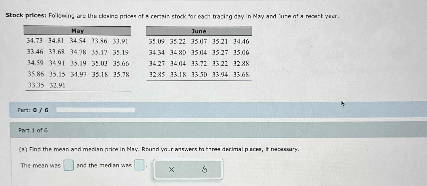 Solved Stock prices: Following are the closing prices of a | Chegg.com