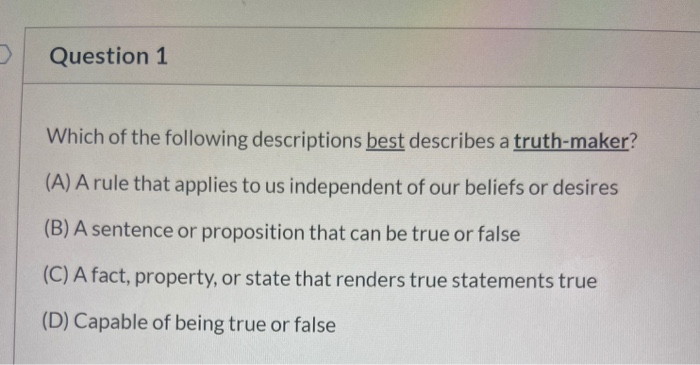 Solved Question 1 Which of the following descriptions best | Chegg.com