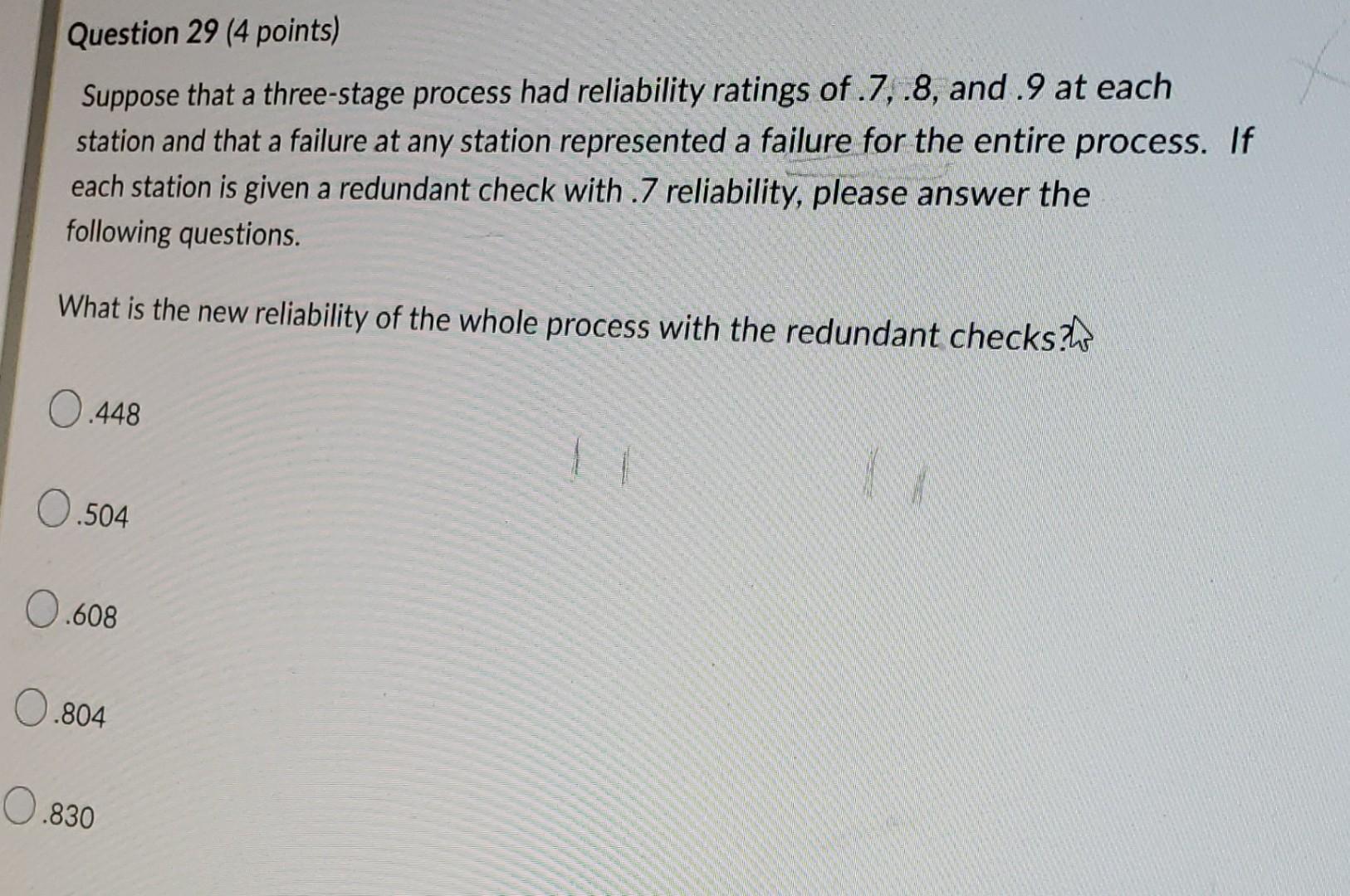 Solved Suppose that a three-stage process had reliability | Chegg.com