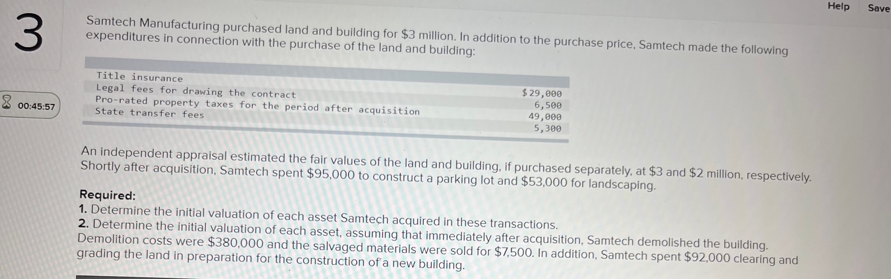 Solved Samtech Manufacturing purchased land and building for | Chegg.com