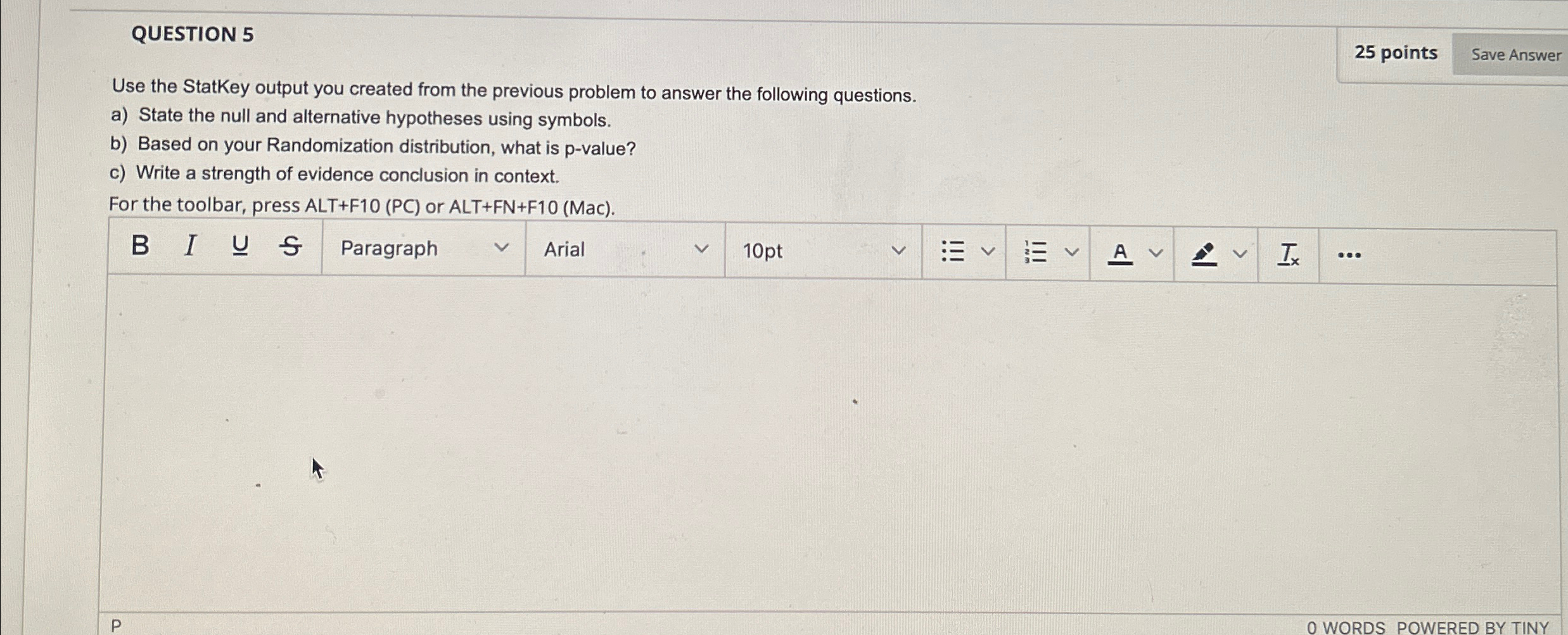 QUESTION 525 ﻿pointsUse the StatKey output you | Chegg.com