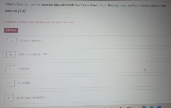 Solved Which function below creates pseudorandom values | Chegg.com
