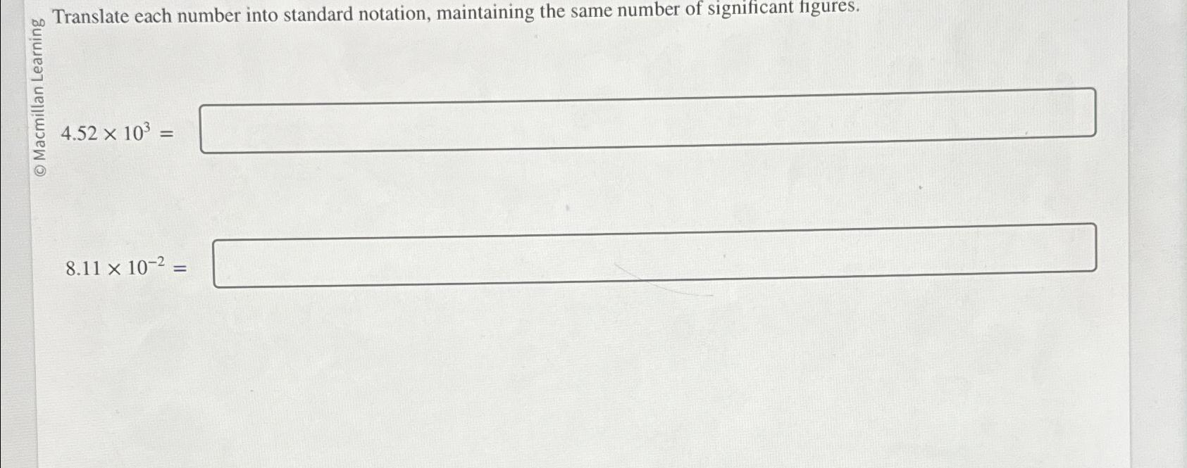 Solved ∞sube ﻿Translate each number into standard notation, | Chegg.com