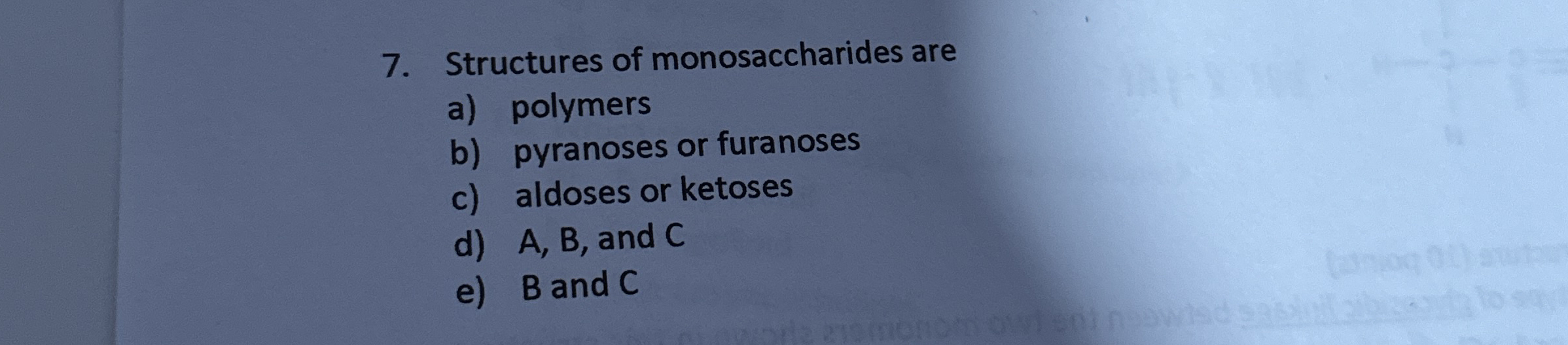 Solved Structures of monosaccharides area) ﻿polymersb) | Chegg.com