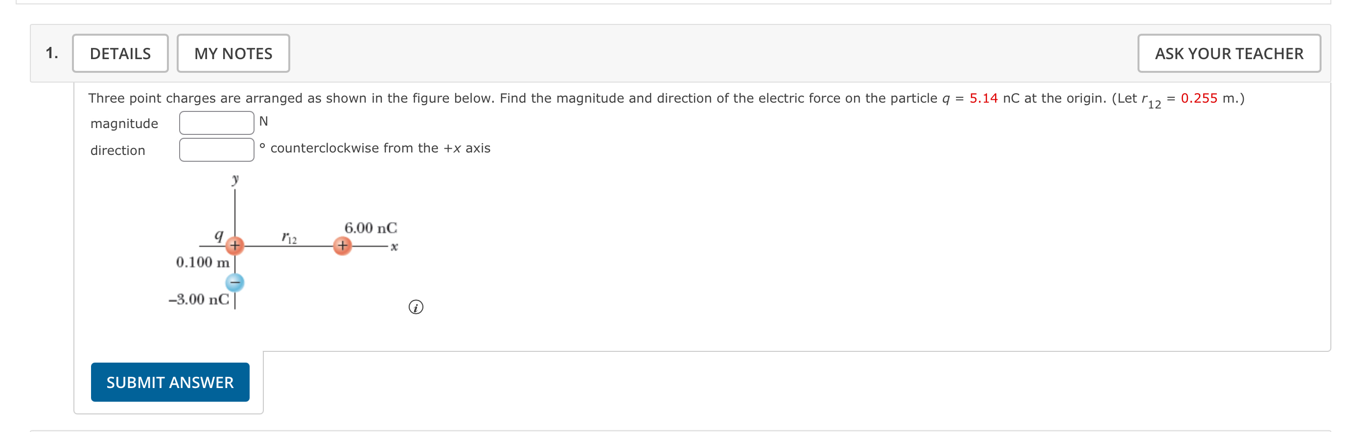 Solved ASK YOUR TEACHERThree point charges are arranged as | Chegg.com