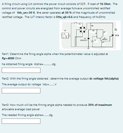 Solved A firing circuit using UJt controls the power circuit | Chegg.com