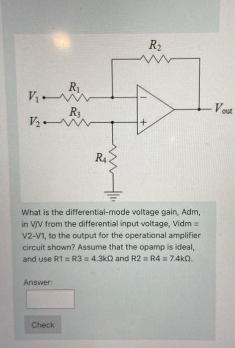 Solved What is the differential-mode voltage gain, Adm, in | Chegg.com