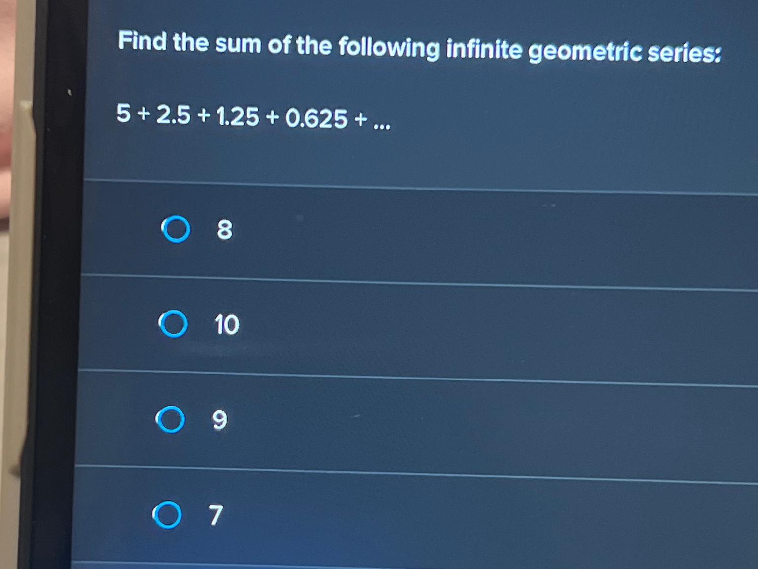 Solved Find the sum of the following infinite geometric | Chegg.com