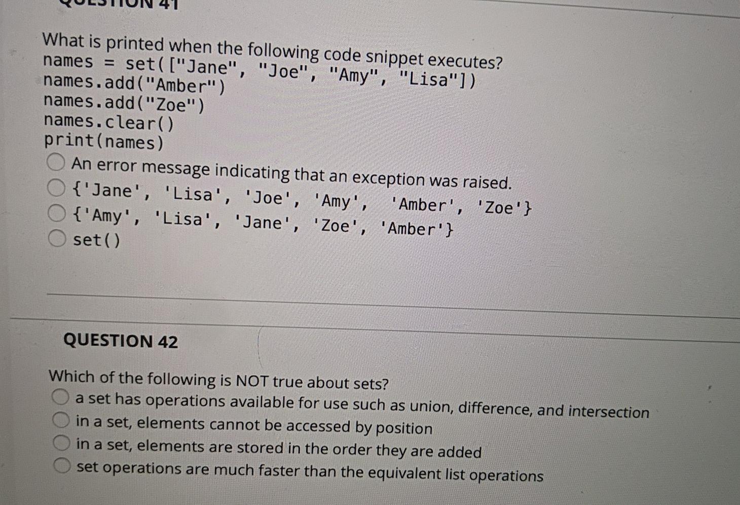 Solved What is printed when the following code snippet | Chegg.com