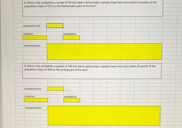 Solved 2. What is the probability a sample of 90 test takers | Chegg.com