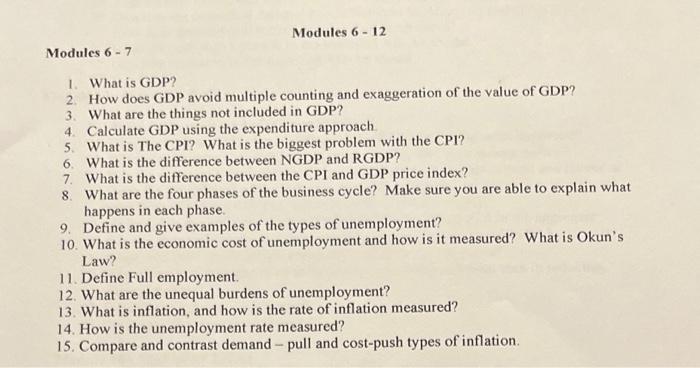 Solved 1. What is GDP? 2. How does GDP avoid multiple | Chegg.com