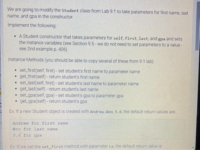 Solved We are going to modify the Student class from Lab 9.1 | Chegg.com