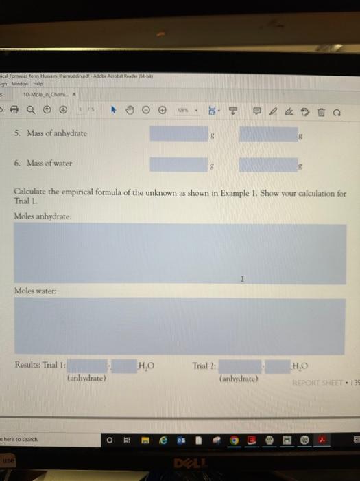 Solved Calculate the empirical formula of the alum as shown | Chegg.com