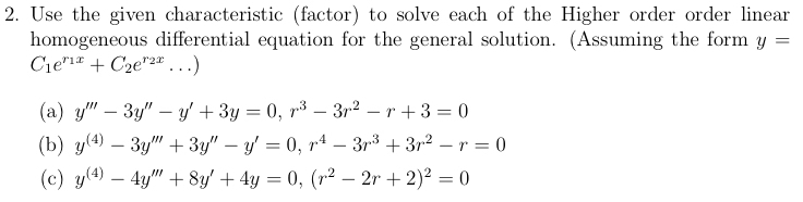 Solved Use the given characteristic (factor) ﻿to solve each | Chegg.com