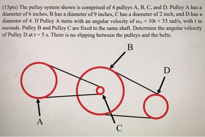 Solved (15pts) The pulley system shown is comprised of 4 | Chegg.com
