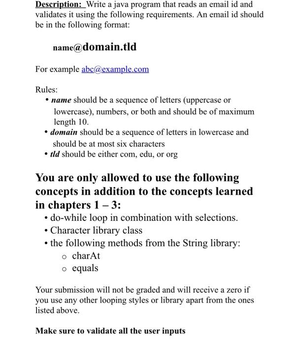 Solved Description Write A Java Program That Reads An Email