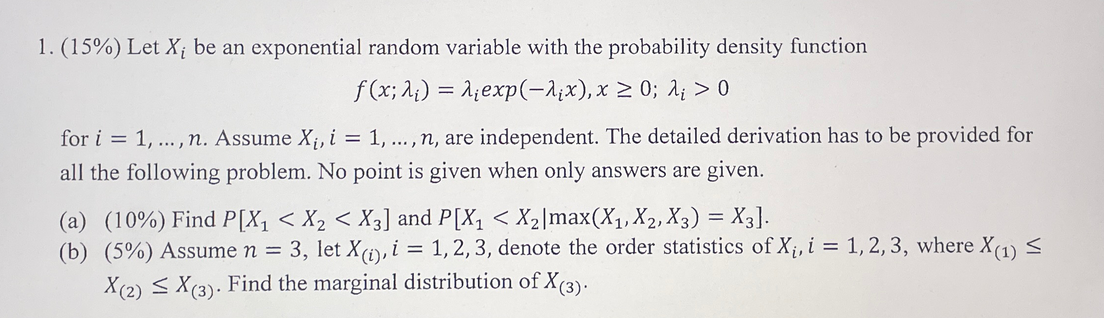 Solved (15%) ﻿Let xi ﻿be an exponential random variable with | Chegg.com