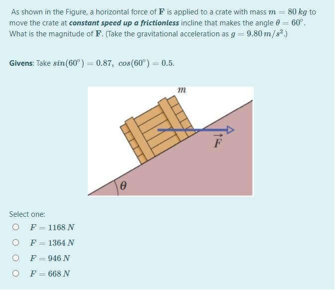 Solved As shown in the Figure, a horizontal force of F is | Chegg.com