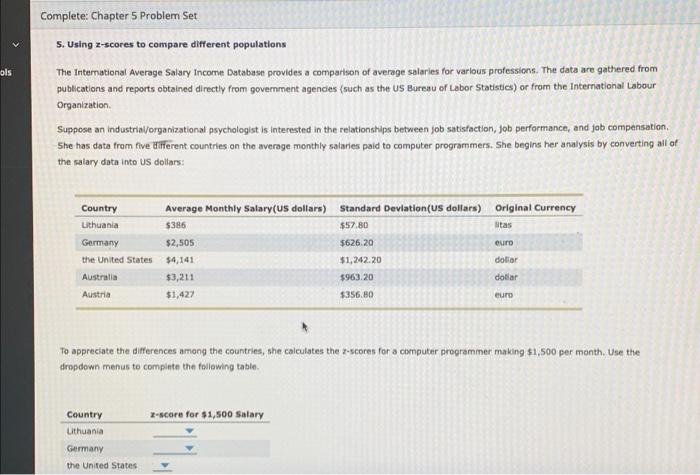 Solved Complete: Chapter 5 Problem Set 5. Using z-scores to | Chegg.com