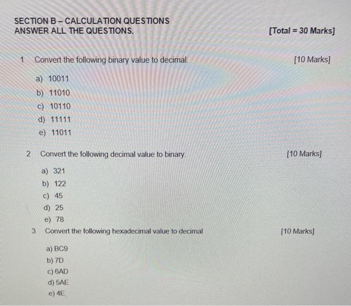 Solved ANSWER ALL THE QUESTIONS. [Total = 30 Marks] 1 | Chegg.com