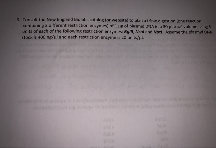 Solved 3. Consult the New England Biolabs catalog (or | Chegg.com