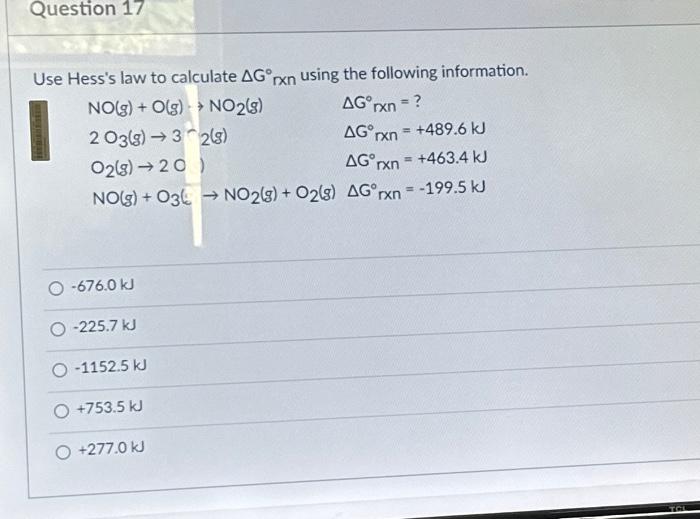 Solved Use Hess's law to calculate ΔG∘rxn using the | Chegg.com
