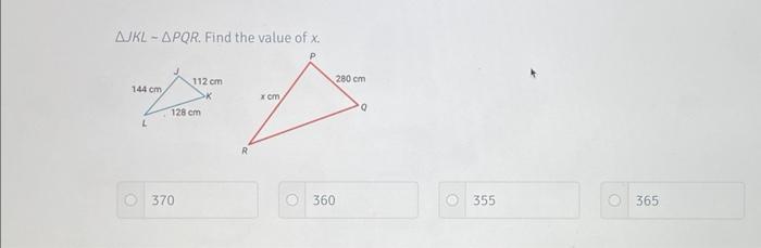 Solved JKL− PQR. Find the value of x. | Chegg.com