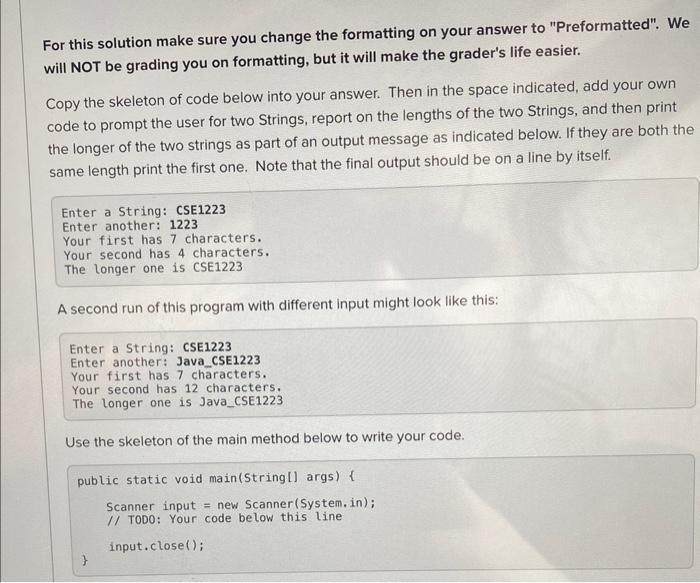 Solved =or this solution make sure you change the formatting | Chegg.com