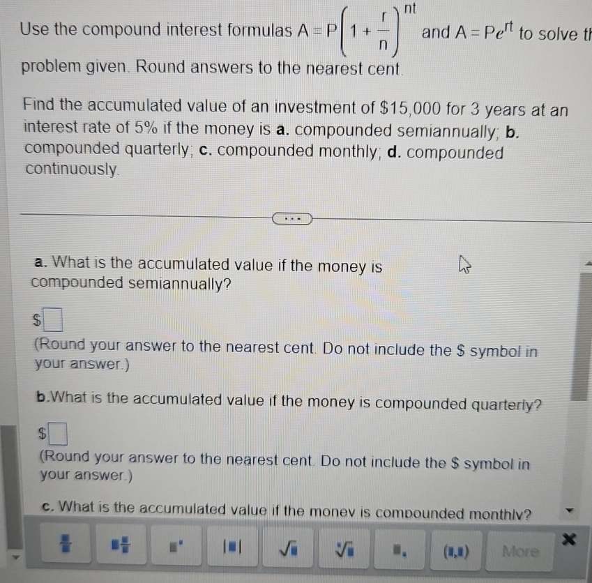 Solved Use the compound interest formulas A=P(1+rn)nt ﻿and | Chegg.com