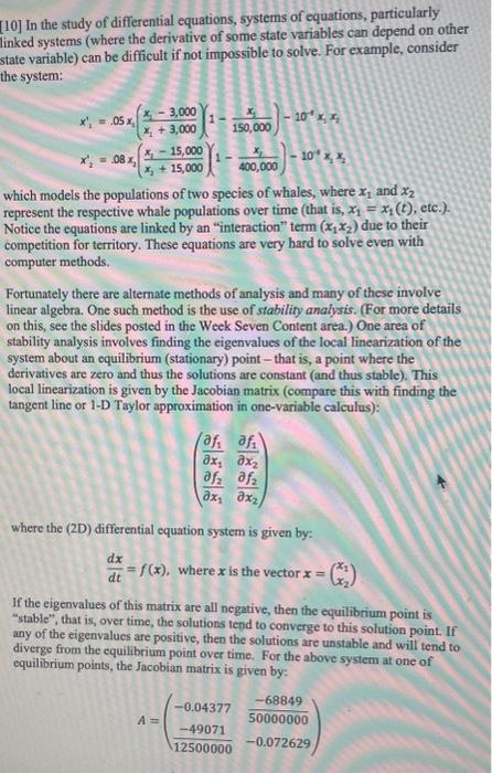 [10] In the study of differential equations, systems | Chegg.com