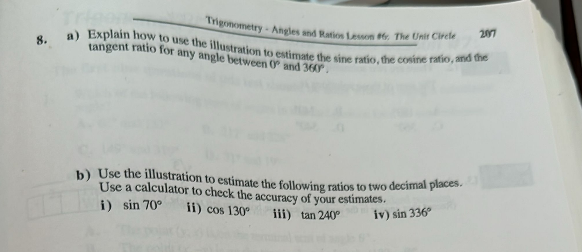 Solved Trigonometry - ﻿Angles and Ration Leson #6. ﻿The Unit | Chegg.com
