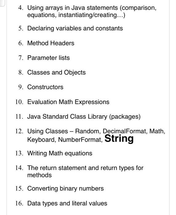 Solved 4 Using Arrays In Java Statements Comparison