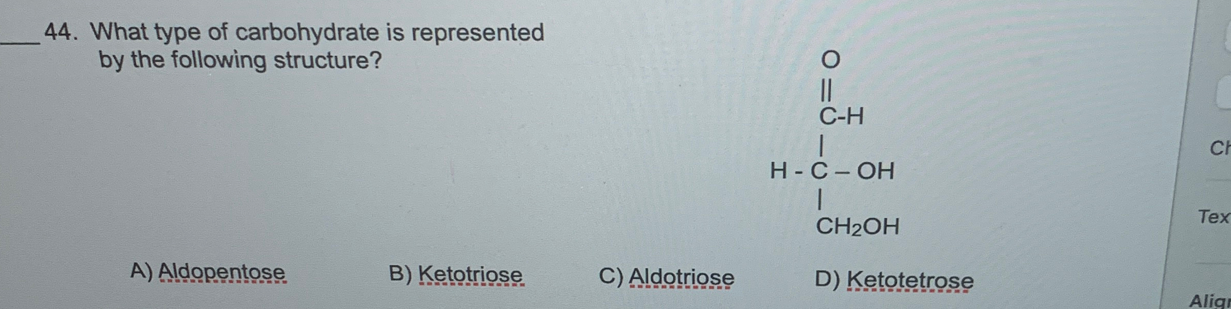 Solved What type of carbohydrate is represented by the | Chegg.com