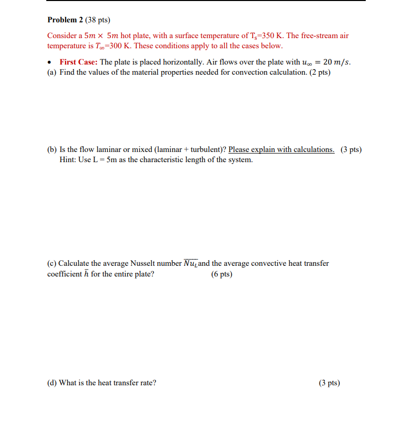Solved Problem 2 (38 ﻿pts)Consider a 5m×5m ﻿hot plate, with | Chegg.com