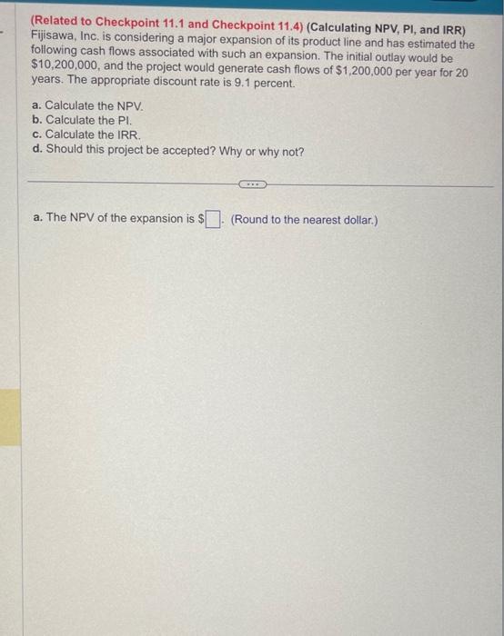 Solved (Related to Checkpoint 11.1 and Checkpoint 11.4) | Chegg.com