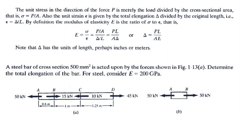 Solved The unit stress in the direction of the force P is | Chegg.com