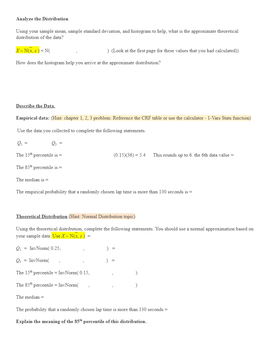 Solved Analyze the DistributionUsing your sample mean, | Chegg.com
