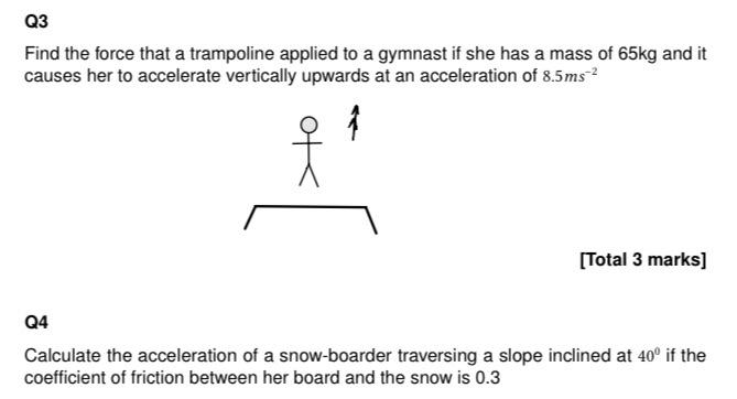Solved Q3 Find the force that a trampoline applied to a | Chegg.com