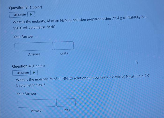 Solved How many grams of NaNO3 are needed to prepare 160.0 | Chegg.com
