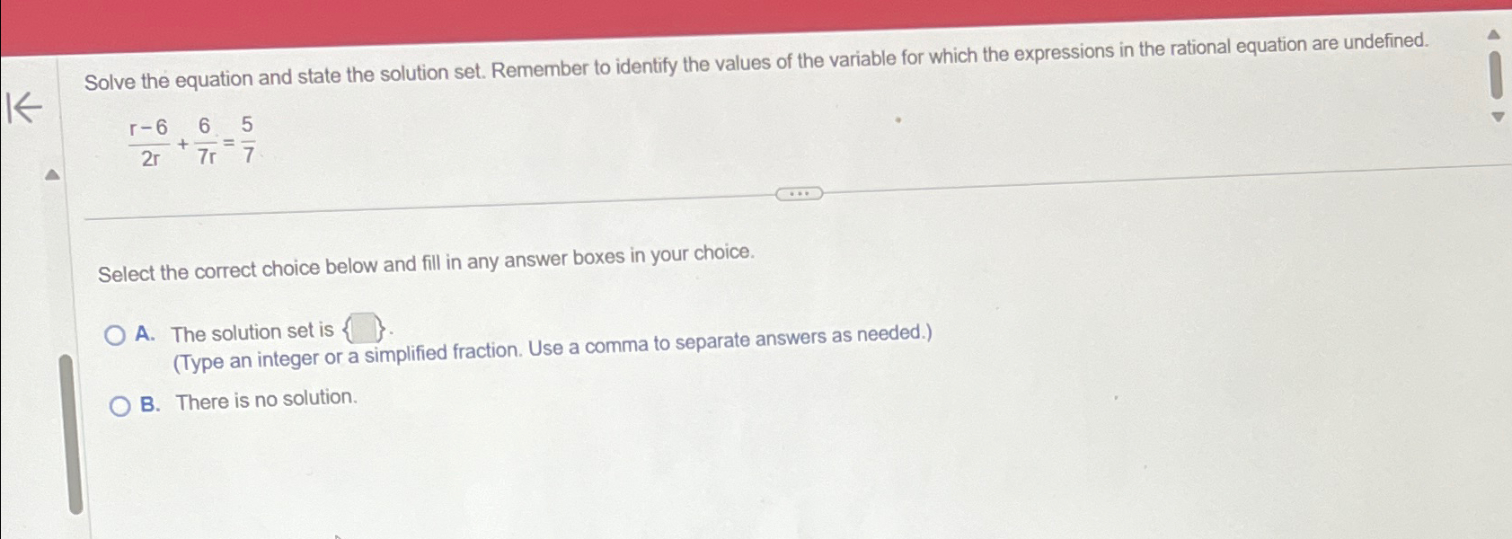 Solved Solve the equation and state the solution set. | Chegg.com