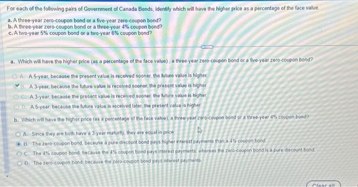 Solved For each of the following pairs of Government of | Chegg.com