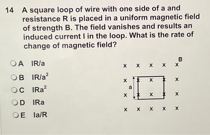 Solved 14 A square loop of wire with one side of a and | Chegg.com