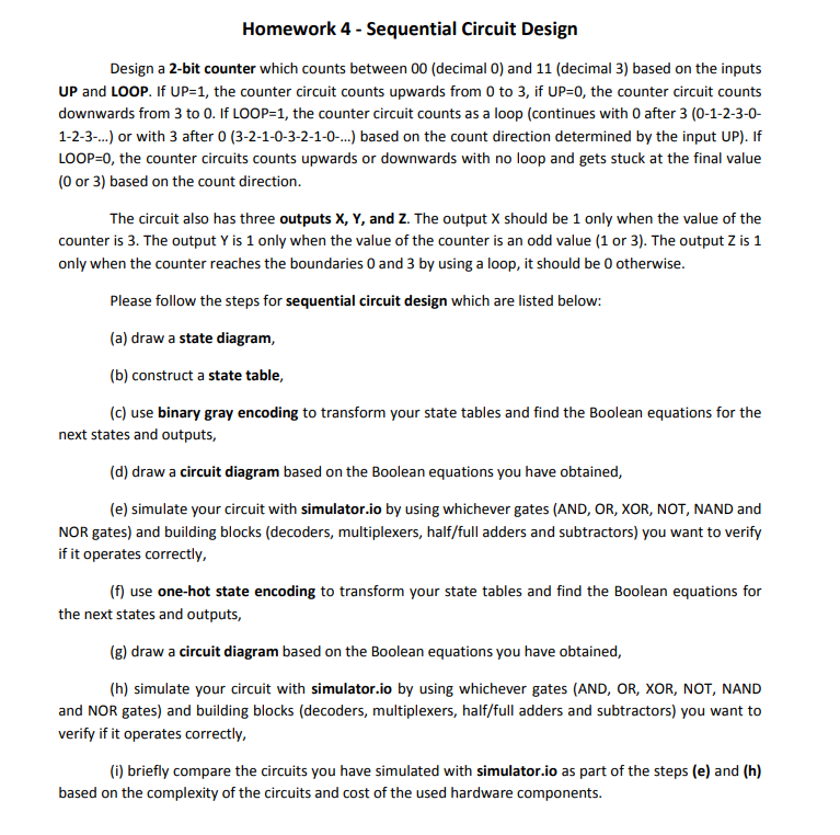 Solved Homework 4 - ﻿Sequential Circuit DesignDesign a 2-bit | Chegg.com