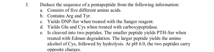 Solved 3. Deduce the sequence of a pentapeptide from the | Chegg.com