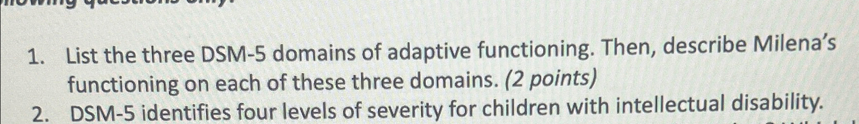 Solved List the three DSM-5 ﻿domains of adaptive | Chegg.com