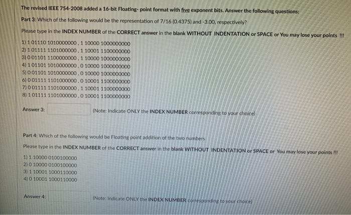 Solved The revised IEEE 754-2008 added a 16-bit Floating | Chegg.com