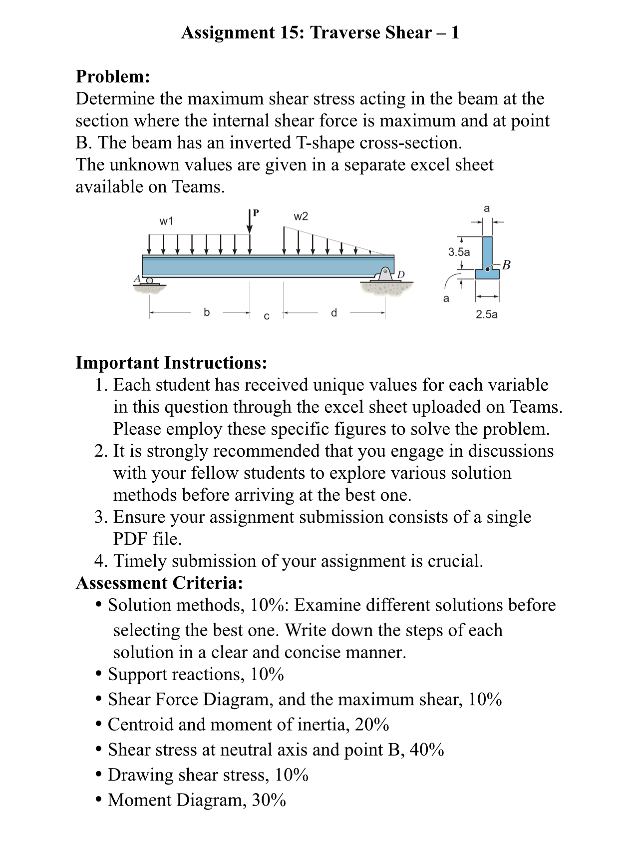 Solved Problem:Assignment 15: Traverse Shear | Chegg.com